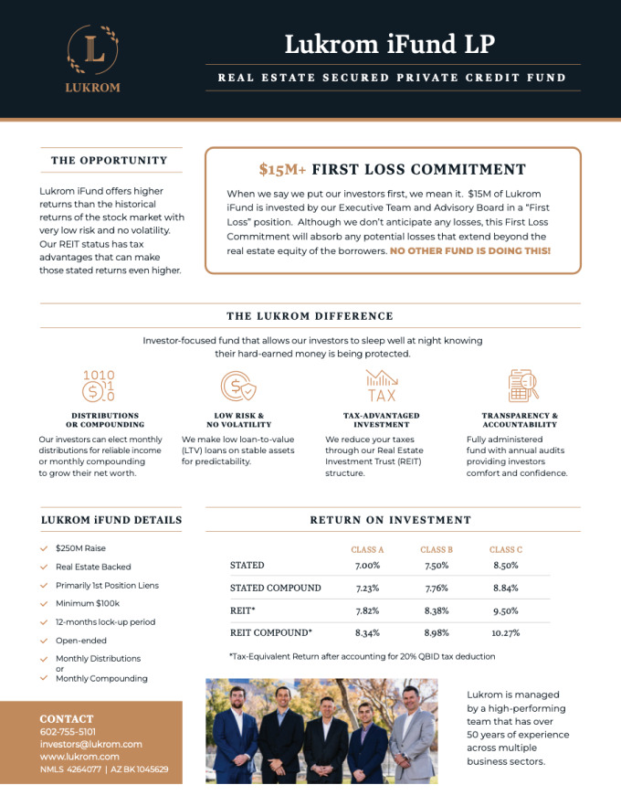 Investors | Lukrom - First Loss Commitment